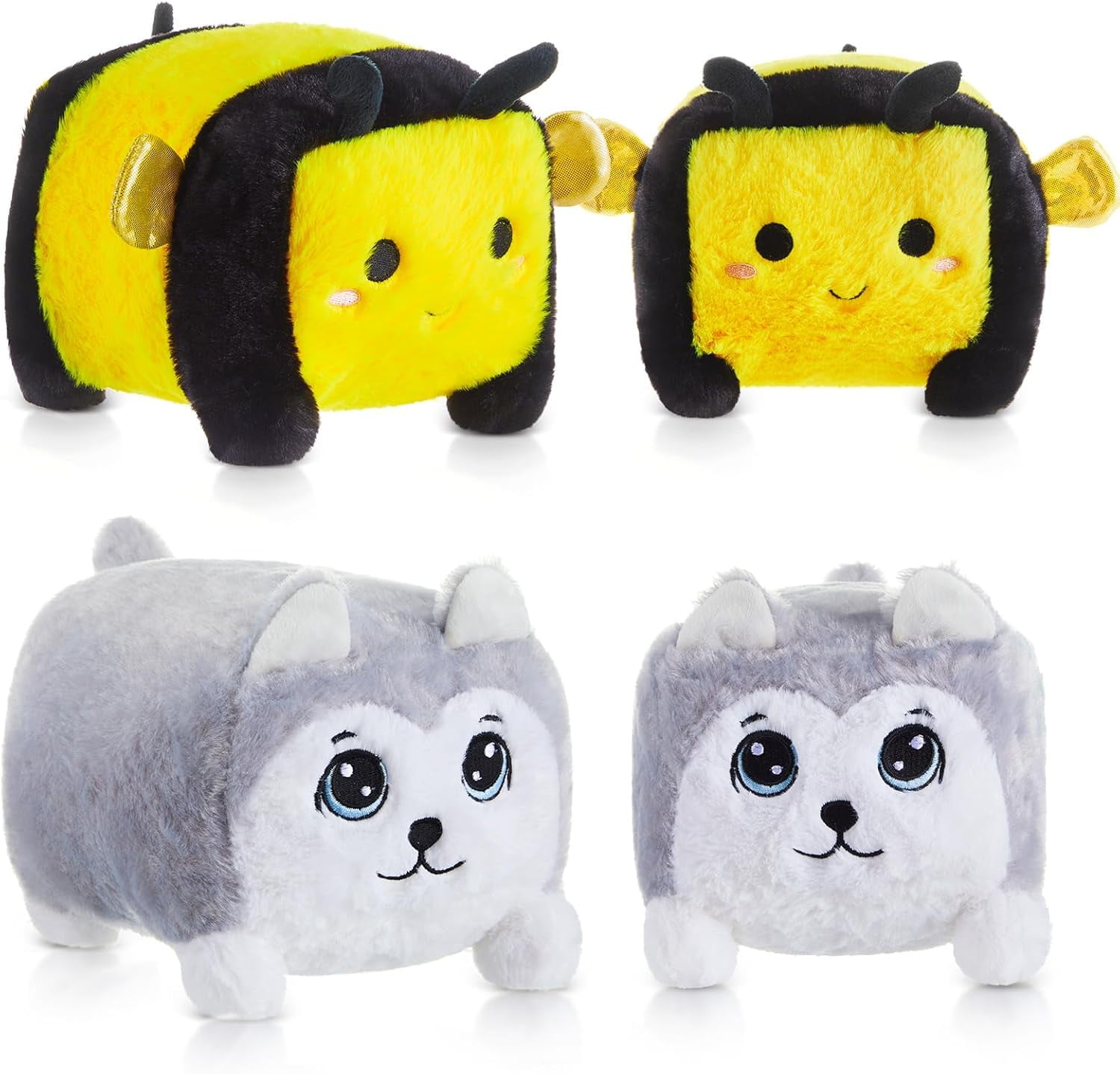 2pcs 8 Inch Plush Bee Wolf Stuffed Animal Figure Soft Pixel Plush Gift Square Bee and Wolf Dolls ...