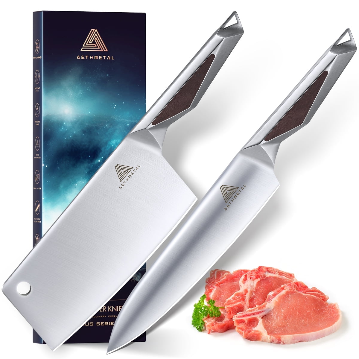 2pcs 8 inch Chef Knife German Stainless Steel, 7 inch Butcher Knife ...