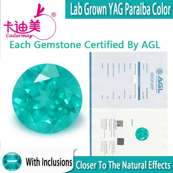 2pcs 8mm Round Paraiba Corlor Lab Grown Yttrium Aluminum Garnet With ...