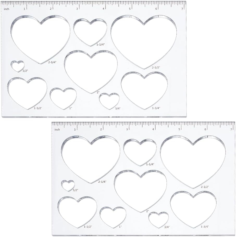 2pcs 9 in 1 Heart Inlay Template Router Stencils Template Acrylic ...