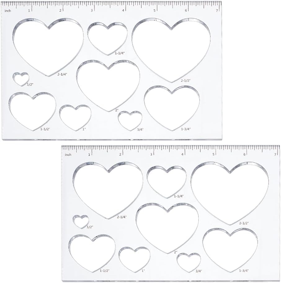 2pcs 9 in 1 Heart Inlay Template Router Stencils Template Acrylic ...