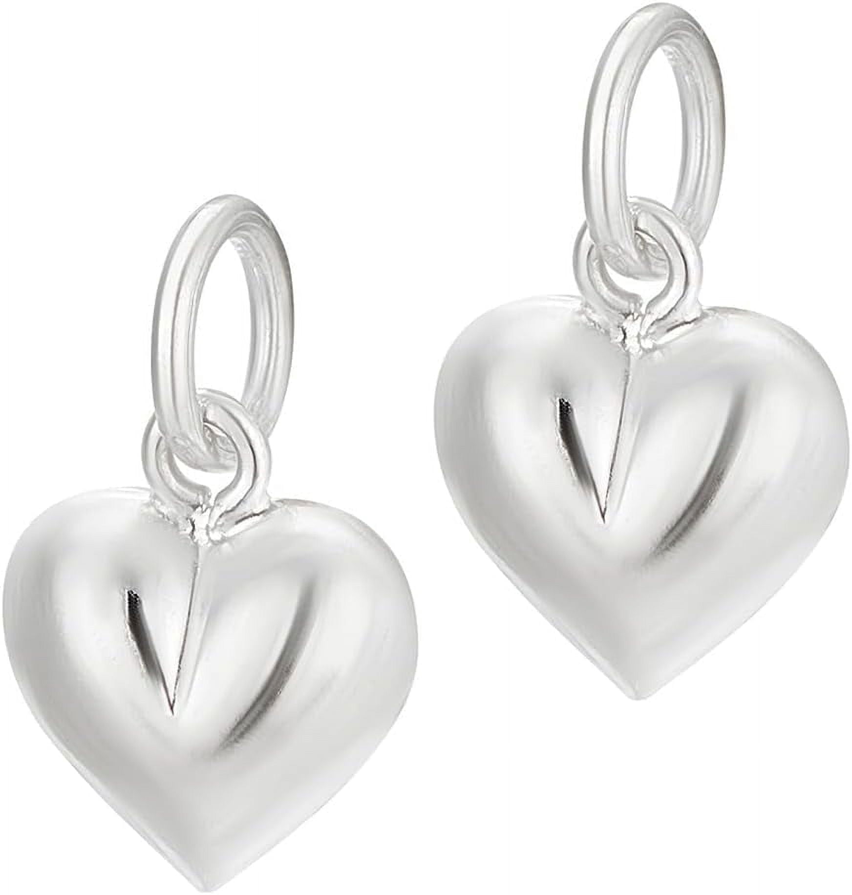 2pcs 925 Sterling Silver Charms Puffed Heart Pendants Valentine Heart ...