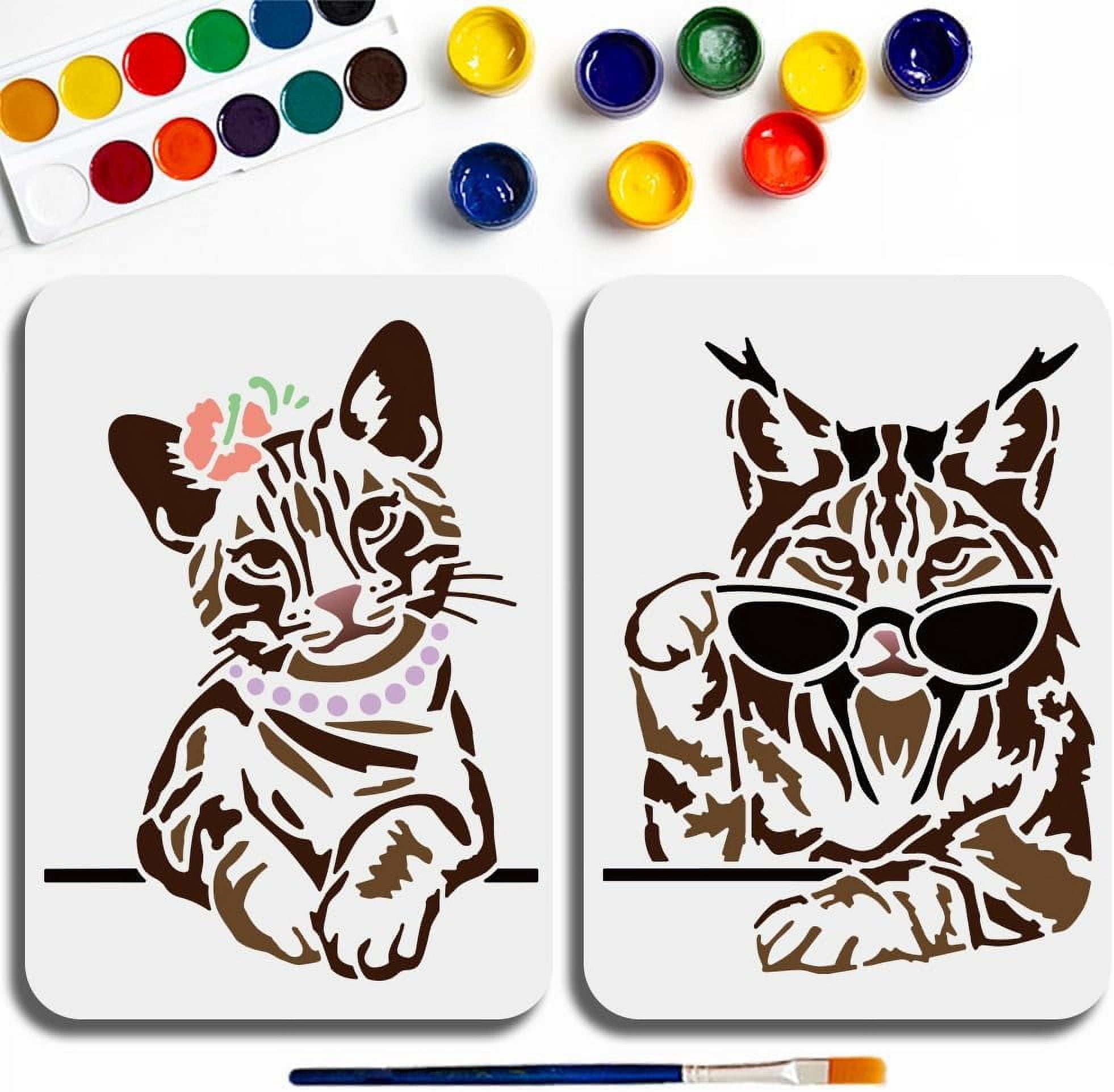 2pcs A4 Size Cat Stencil Elegant Cat Gentleman Cat Art Template 11.7x8 ...