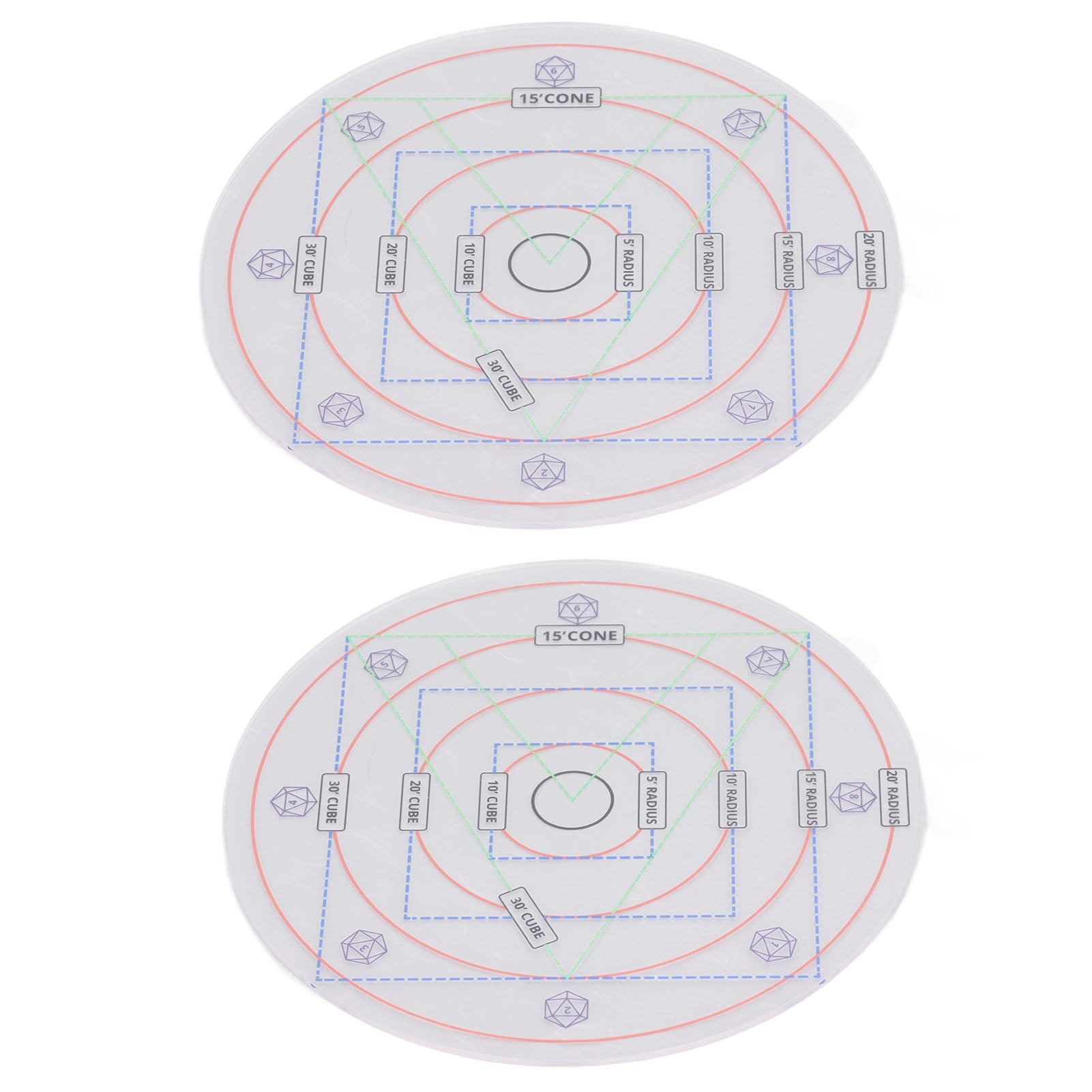 2pcs AOE Damage Template Visualize Round Shaped Measure 20ft 15ft 10ft ...