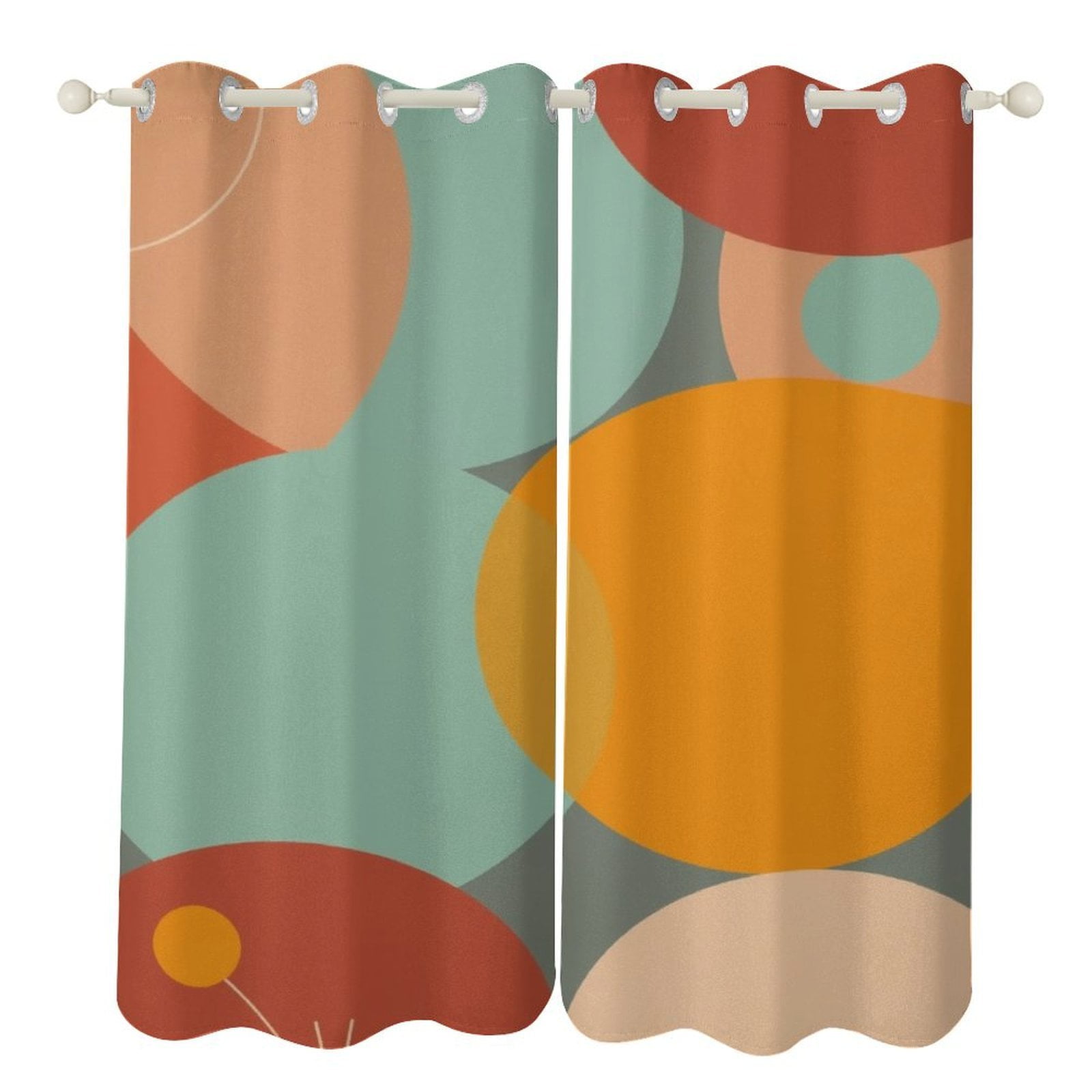 2pcs Abstract Colorful Circles Curtains For Living Room Grommet Top ...