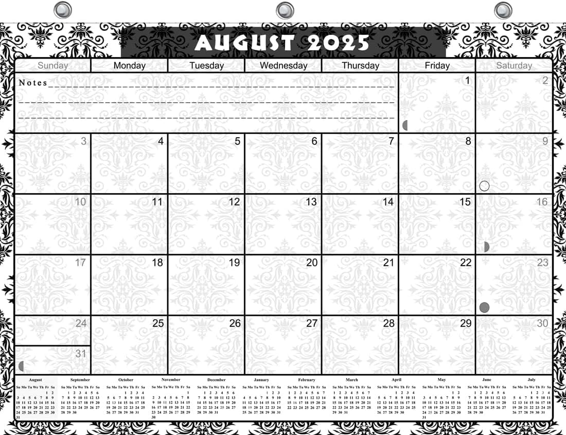 2pcs Academic Year 12 Months Student Calendar/Planner for 3-Ring Binder ...