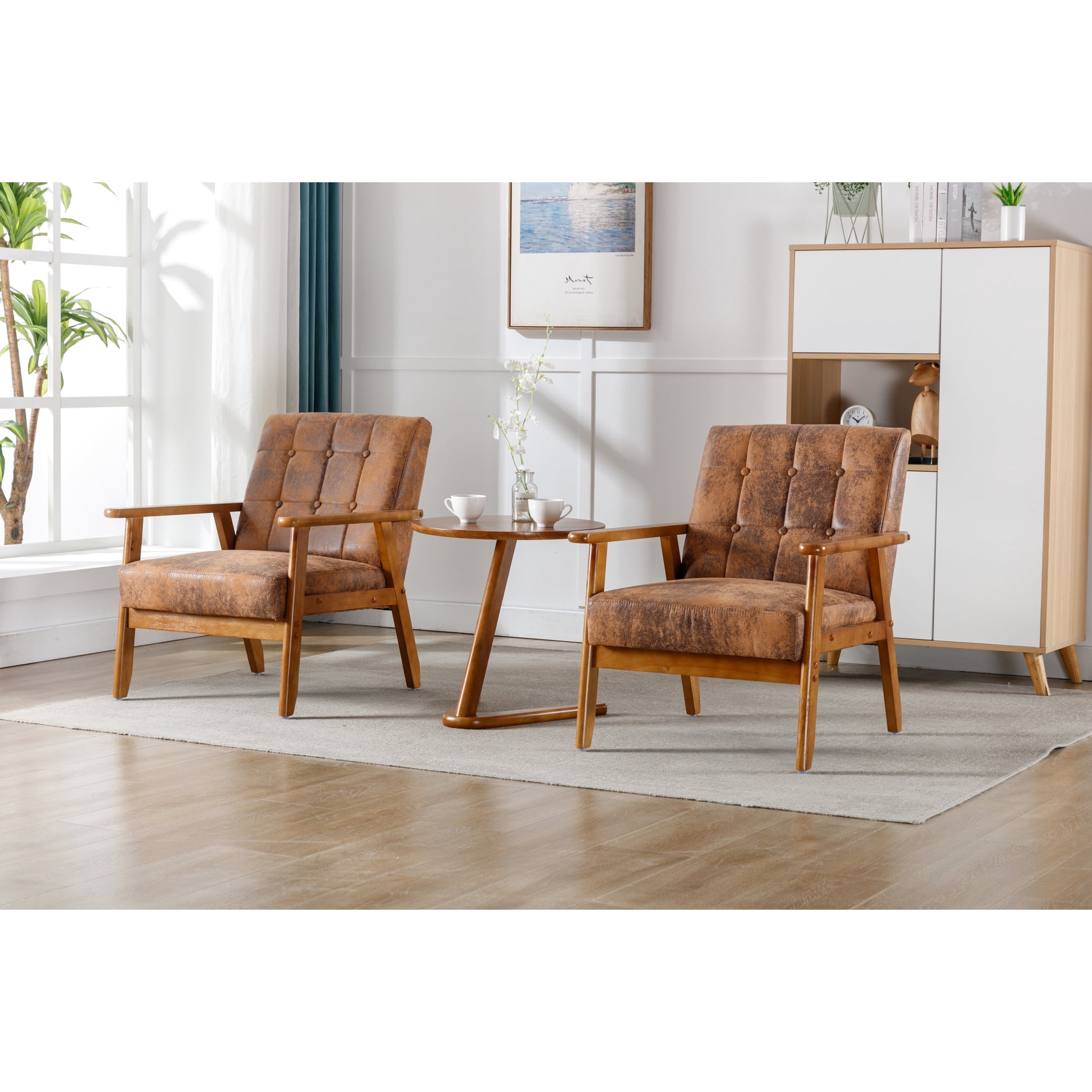 2pcs Accent Chairs With Side Table, -scratch Surface Chair For Living ...