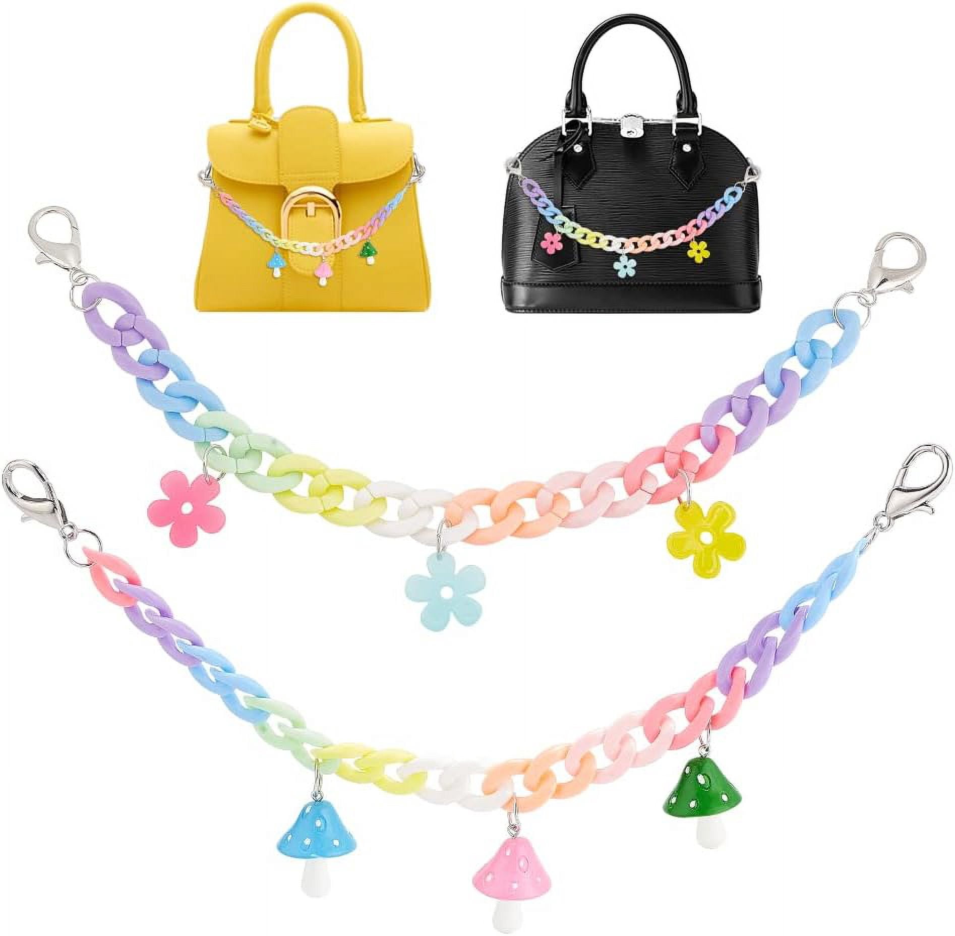 2pcs Acrylic Chain Bag Handles 12.8/13.8Inch Colorful Rainbow Purse ...