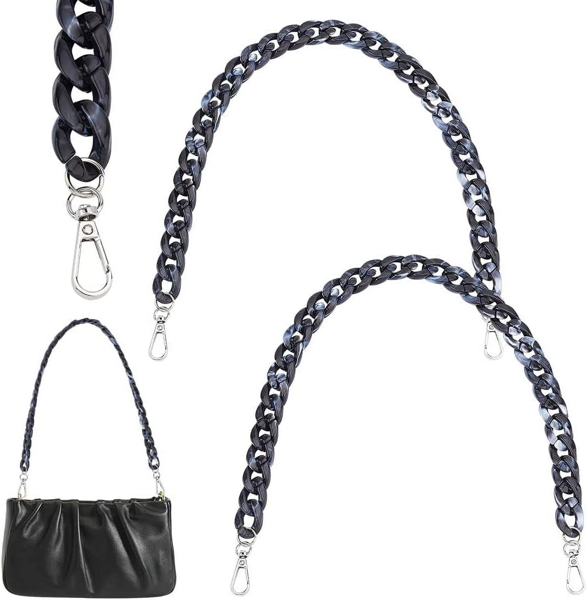 2pcs Acrylic Curb Chains Bag Handles 24 Inch Black Imitation Gemstone ...