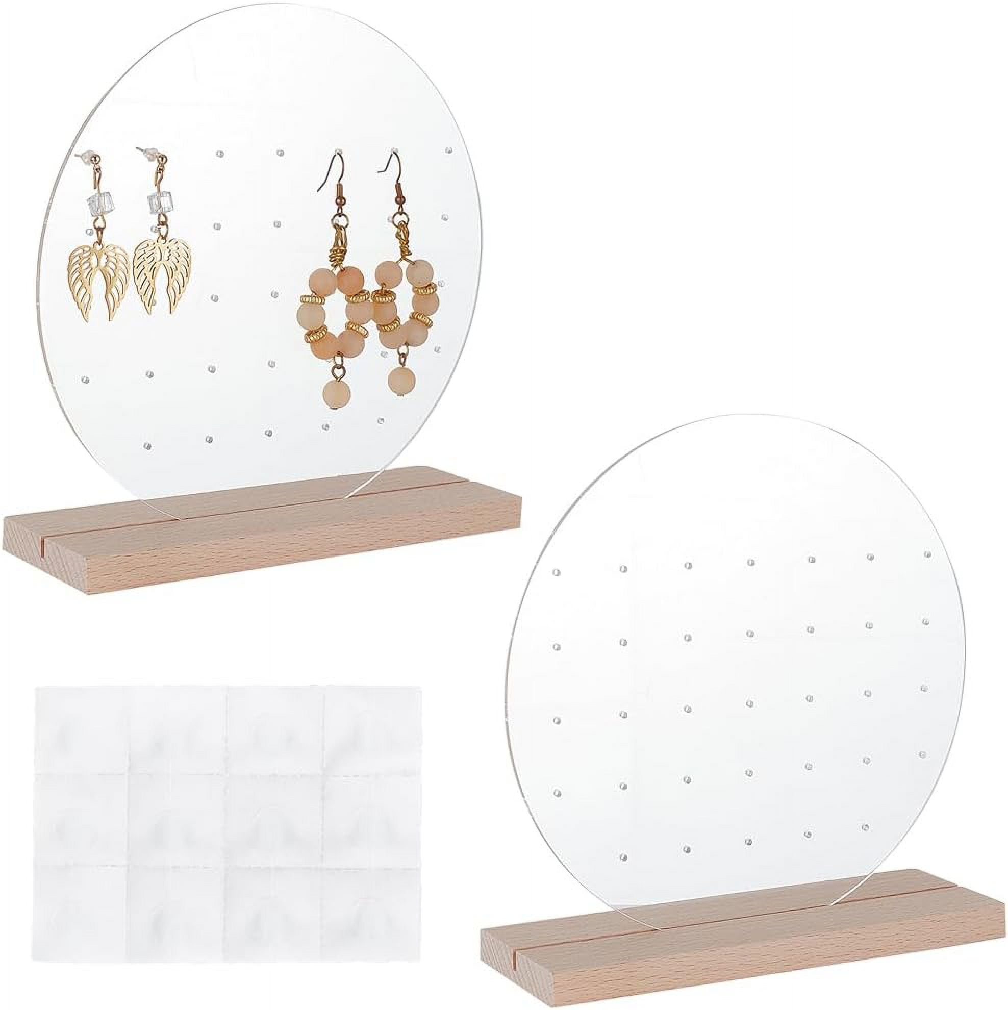 2pcs Acrylic Earring Display Stand Jewelry Organizer Round Transparent ...