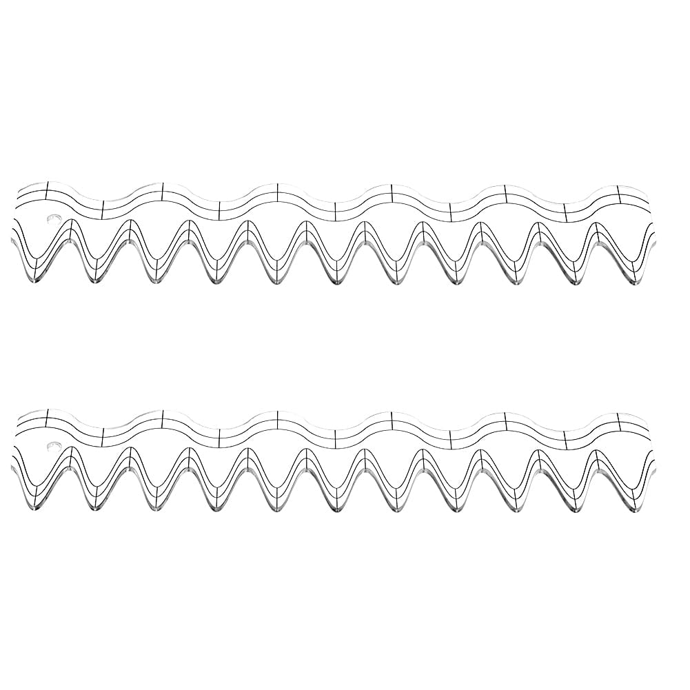 2pcs Acrylic Template Ruler Clear Wave Edge Ruler 11 Inch No Slip ...
