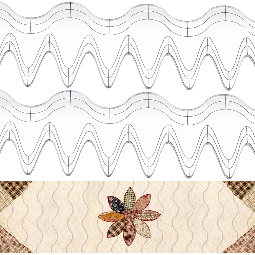 2pcs Acrylic Template Ruler Clear Wave Edge Ruler 11 Inch No Slip ...