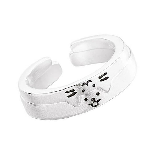 2pcs Adjustable Cats and Dog Cartoon Rings for Women Adjustable Size ...