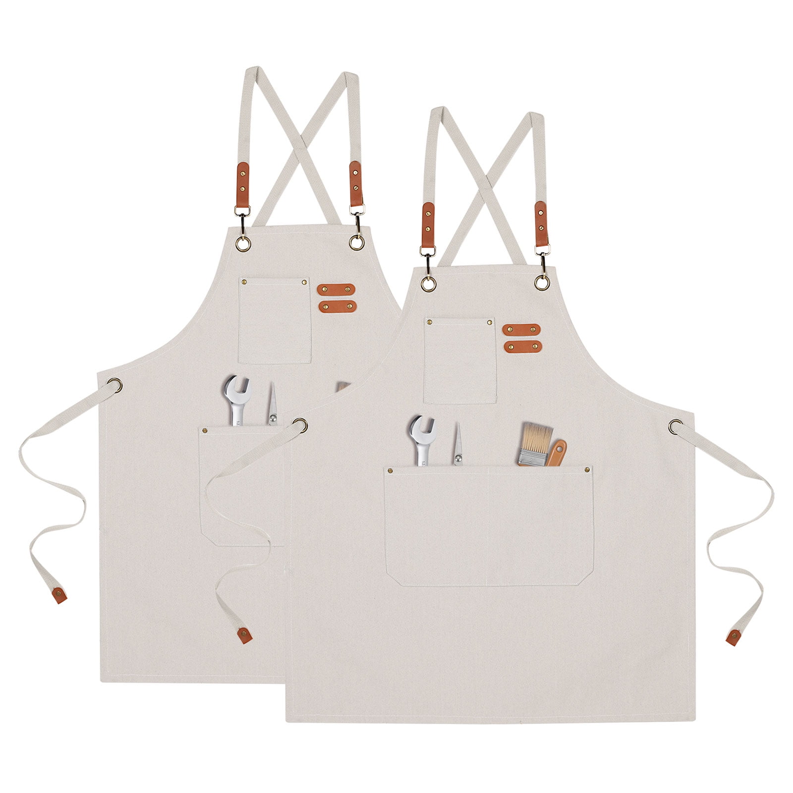 2pcs Adjustable Chef Apron Cross Back Aprons for Kitchen Cooking Art ...