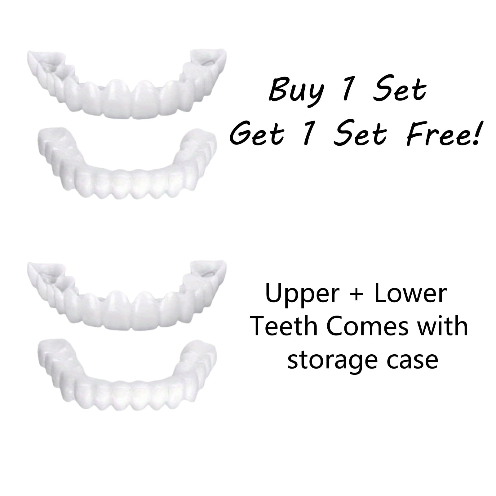 2pcs Adjustable Cosmetic Veneers - Upper & Lower Dentures for Men and ...