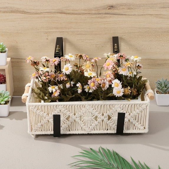 2pcs Adjustable Window Planter Box Brackets Black, Flower Box Hangers ...