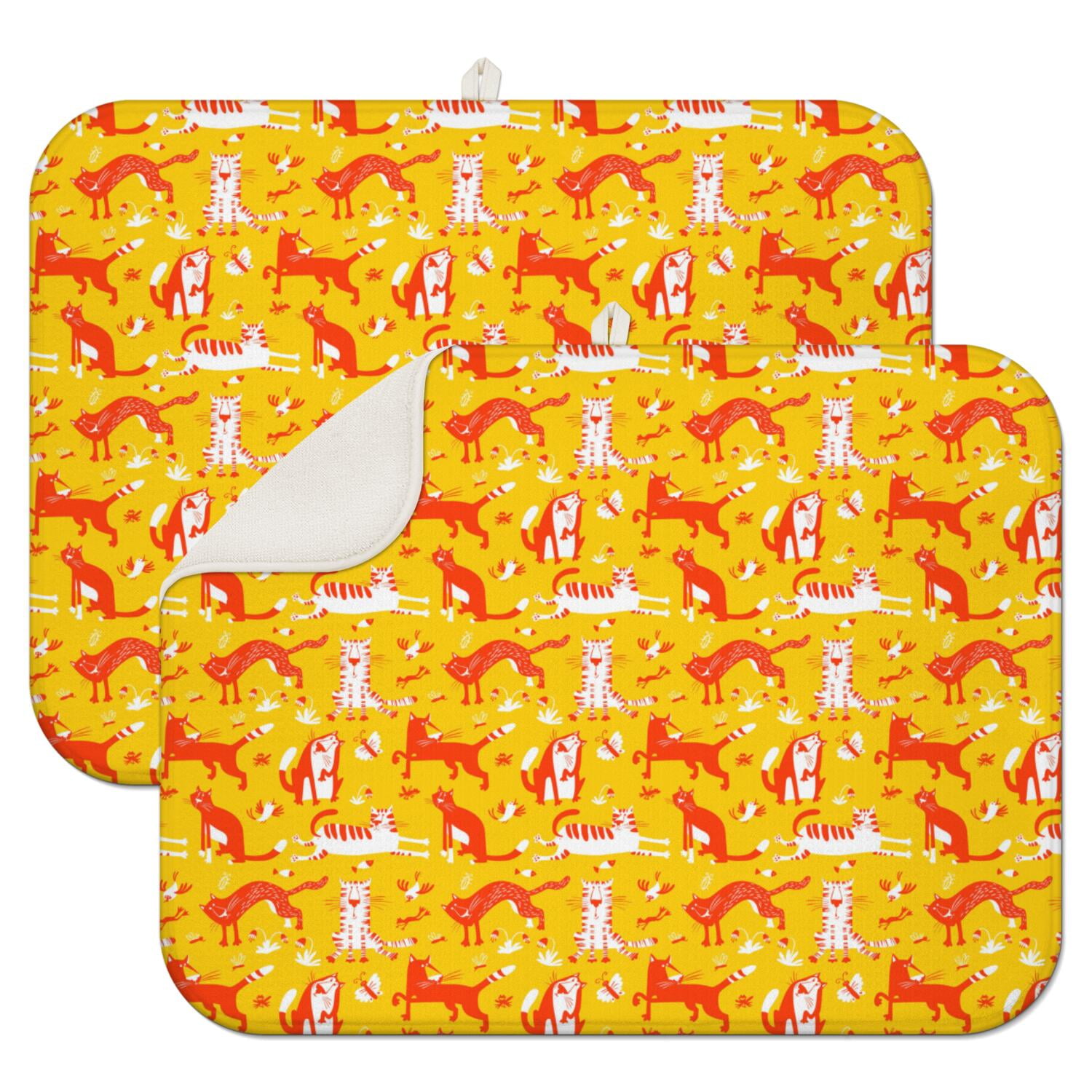 2pcs Adorable Dog-Themed Print Drying Mat Quick Dry Microfiber Dish Pad ...