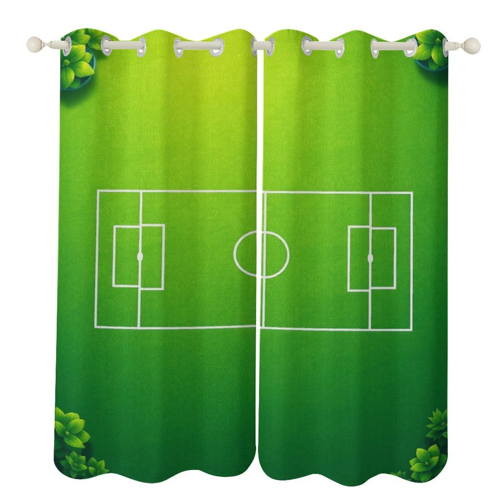 2pcs Aerial View Soccer Field Curtains For Living Room Grommet Top ...