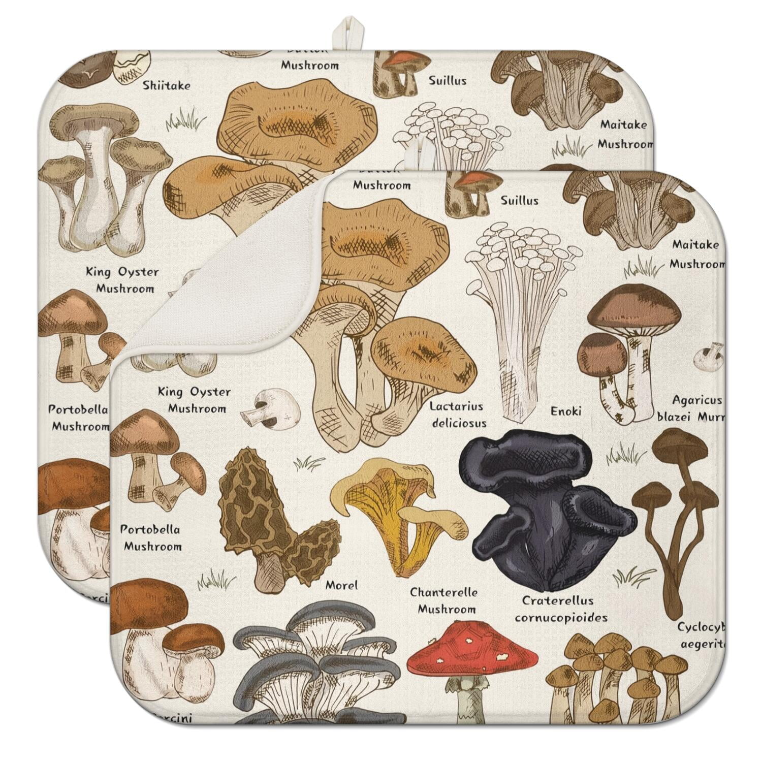 2pcs Aesthetic Fungi Kitchen Mat Heat Resistant Microfiber Drying Pad ...