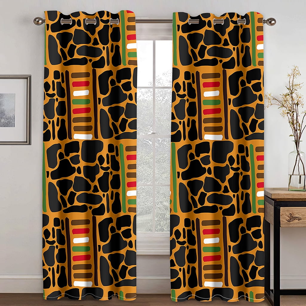2pcs African Pattern Ethnic Ancient Curtain Colorful Tribal History ...