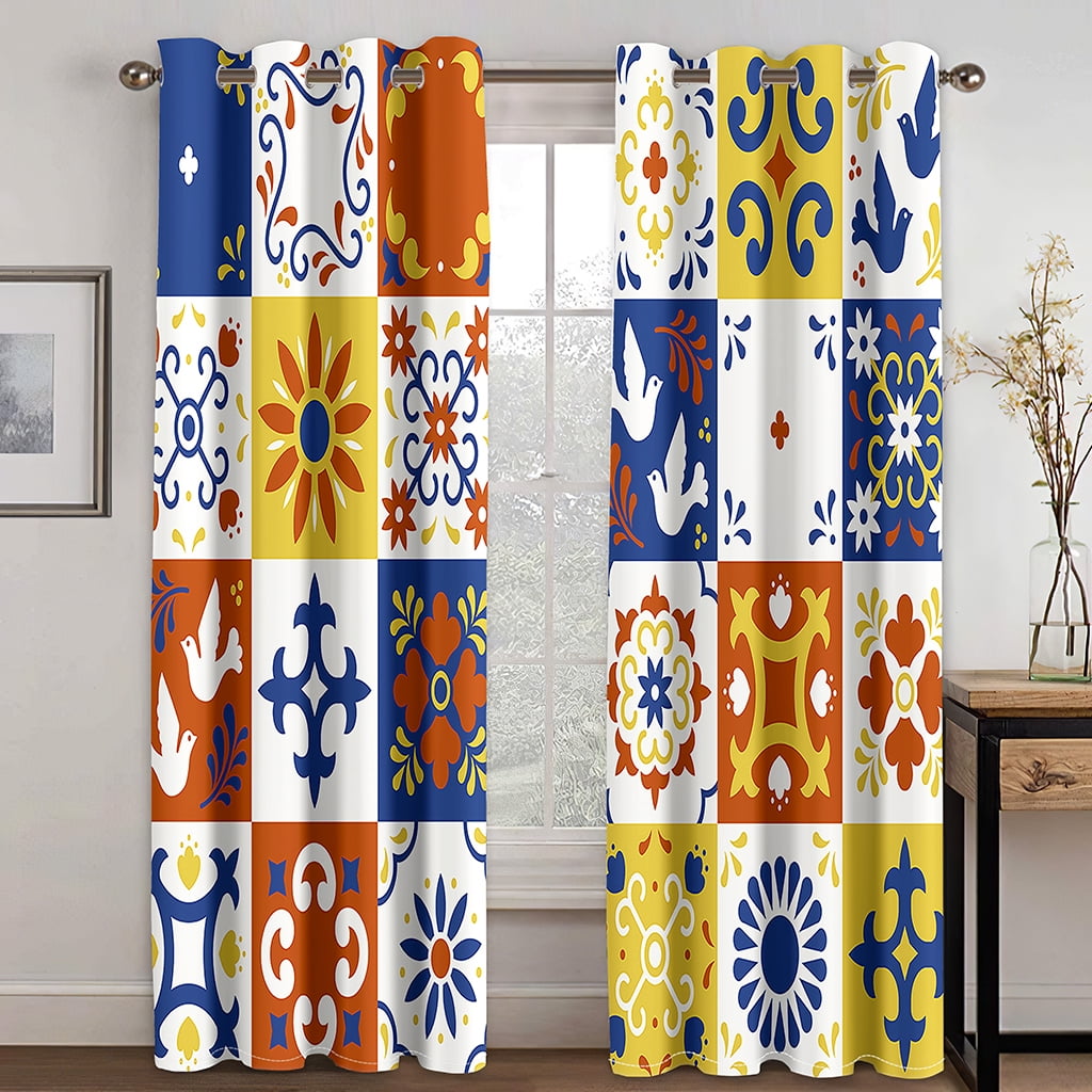 2pcs African Pattern Ethnic Ancient Curtain Colorful Tribal History ...