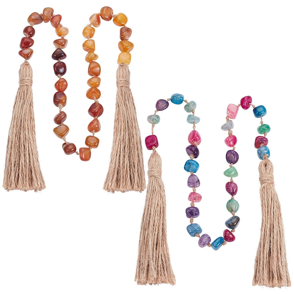 2pcs Agate Stone Hand Knotted Garland 23.6 inch Gemstone Bead Garland ...