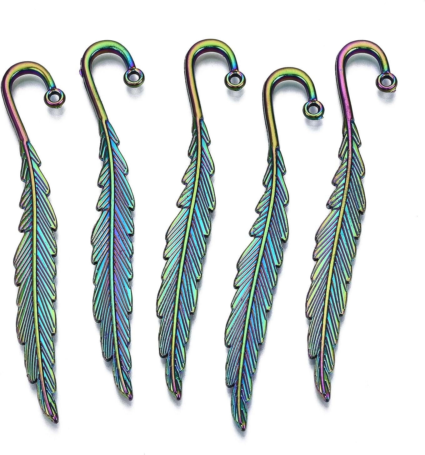 2pcs Alloy Leaf Bookmarks Rainbow Color Perfect for Book Unique Gifts ...