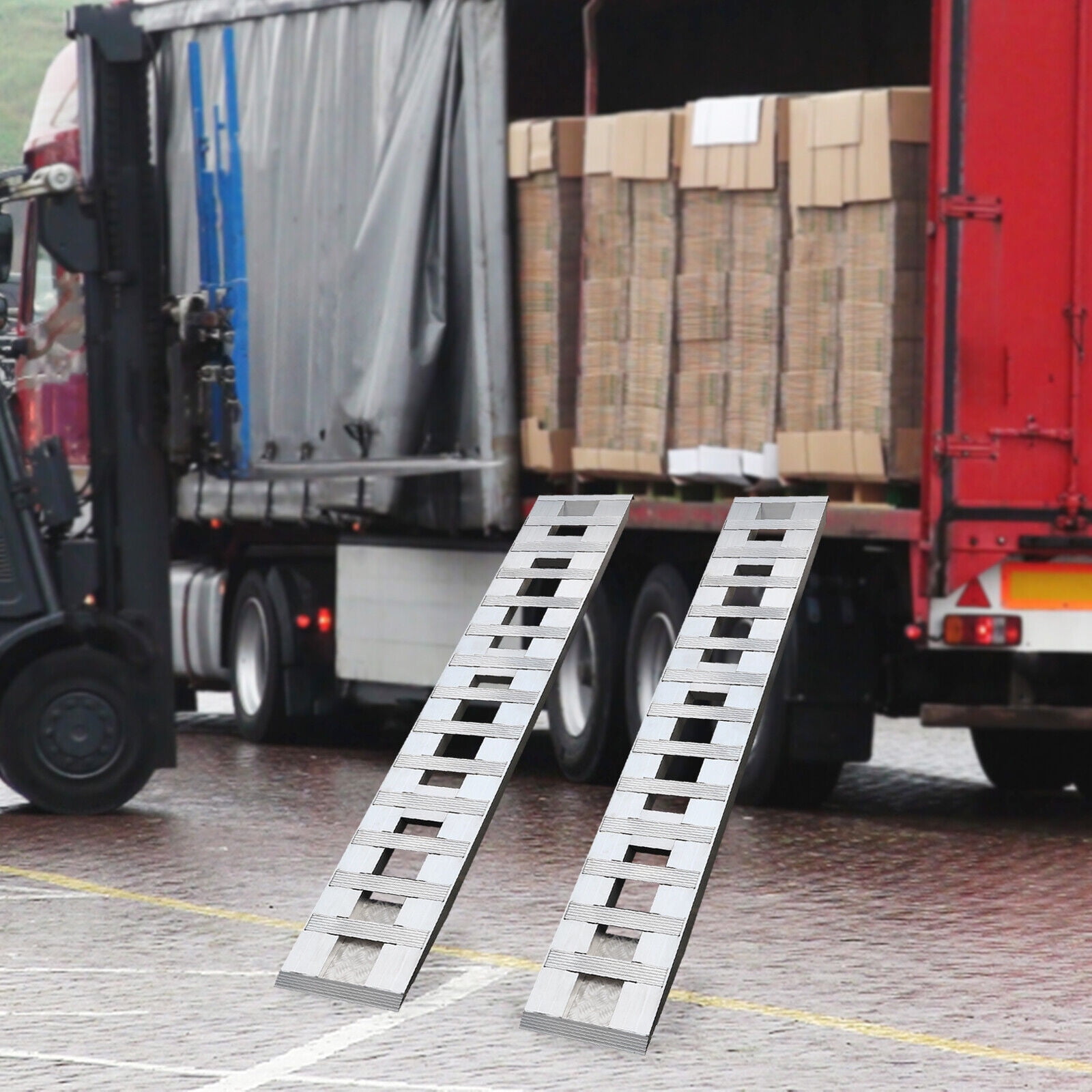 2pcs Aluminum Trailer Ramps, Loading Ramps Truck Car Auto Trailer Ramps ...