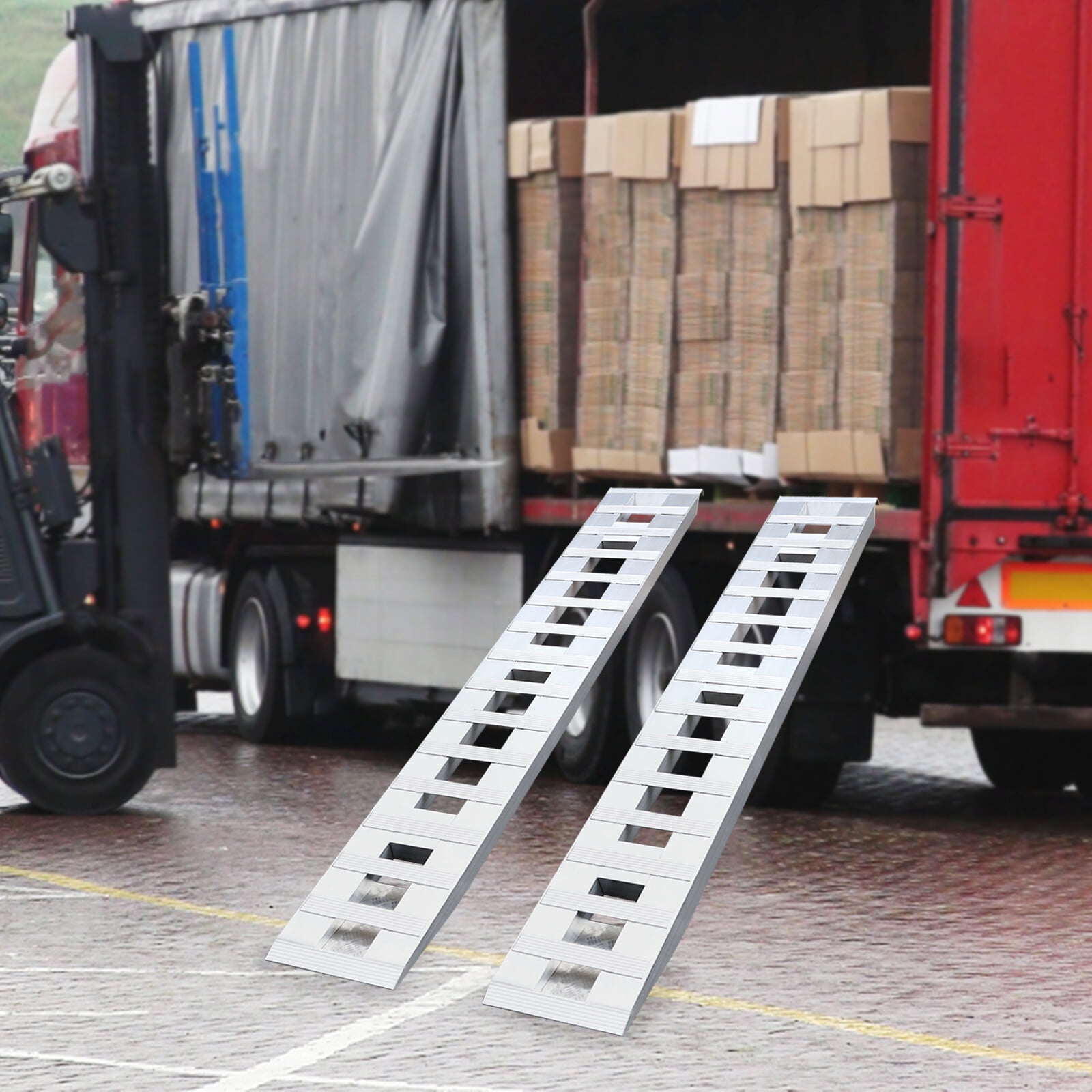 2pcs Aluminum Trailer Ramps Truck Car Auto Trailer Ramps Loading Ramps ...