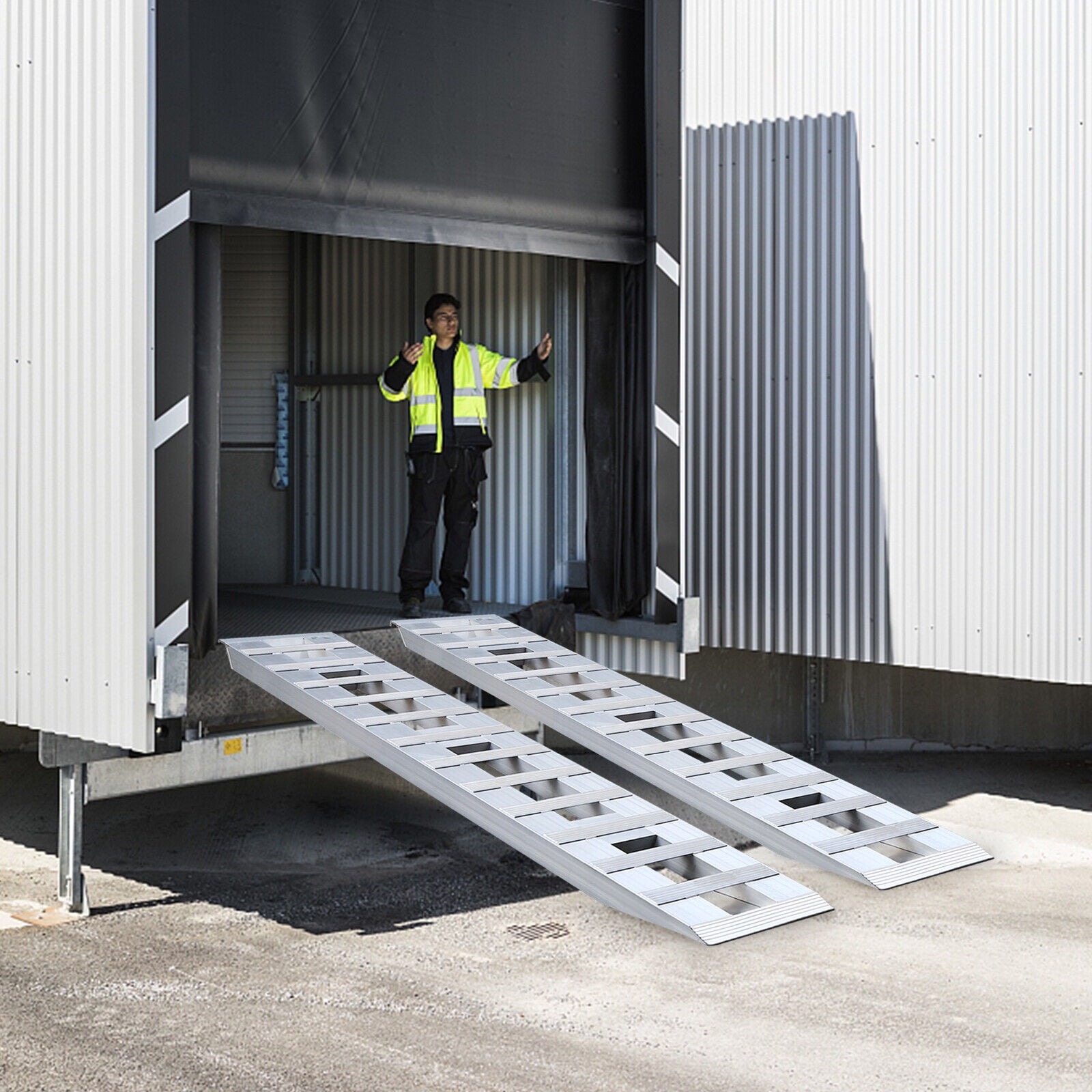2pcs Aluminum Trailer Ramps Truck Car Auto Trailer Ramps Loading Ramps ...