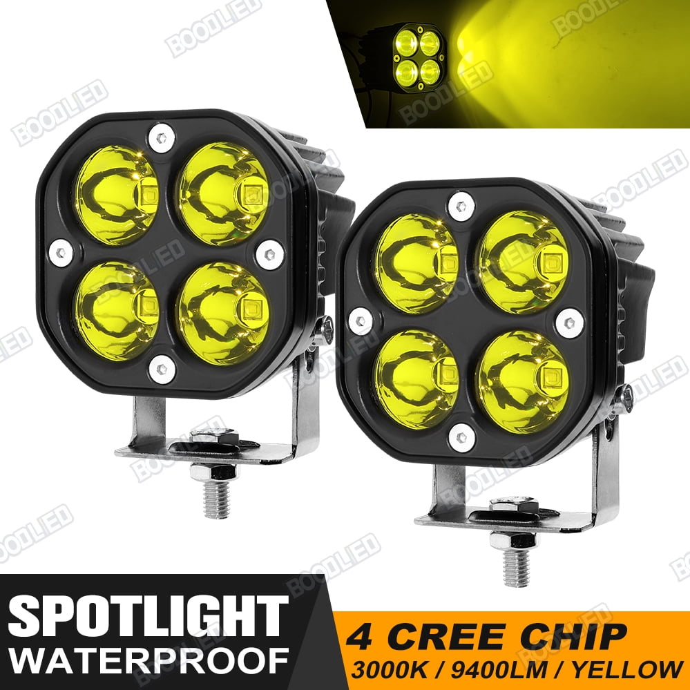 2pcs Amber LED Pods 3 inch Off Road Driving Lights 46W Yellow LED Cubes ...