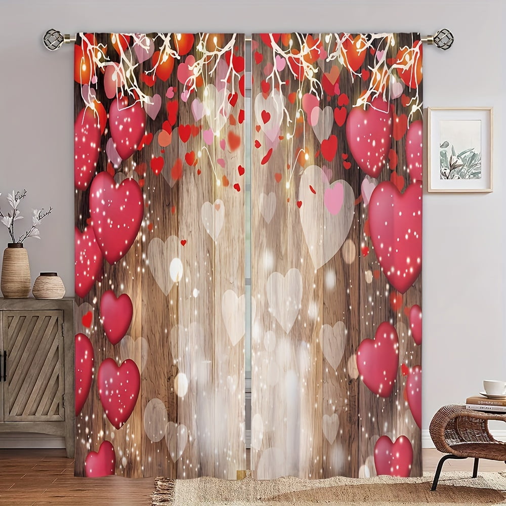 2pcs American Vintage 3D Printed Translucent Curtains Multi-scene ...