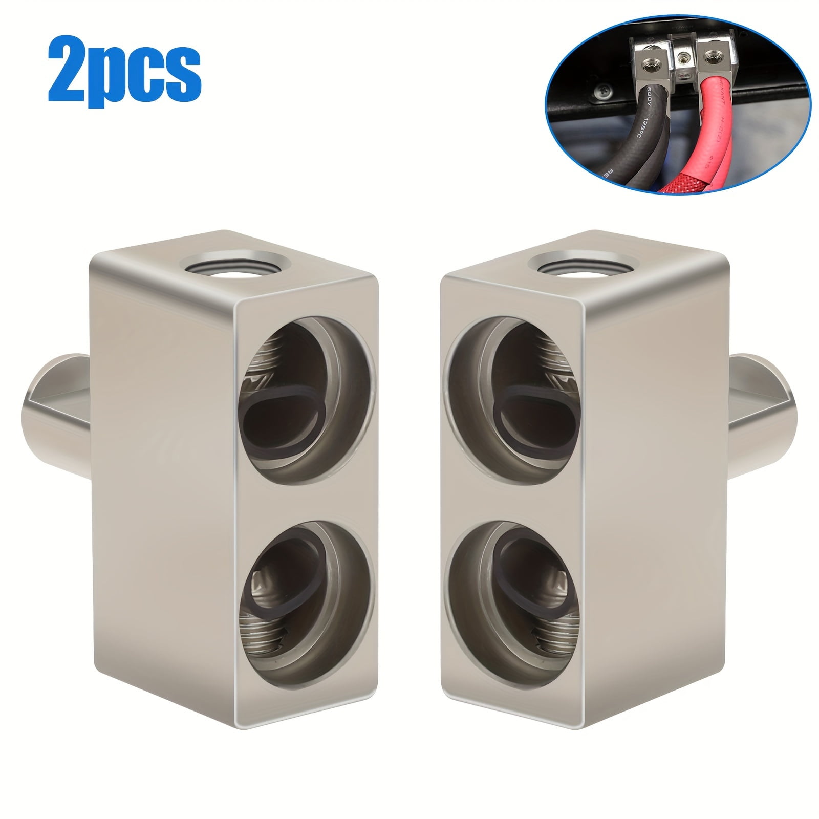 2pcs Amp Input Reducer Set, Car Audio Power Ground Dual 1/0 AWG to 1/0 ...