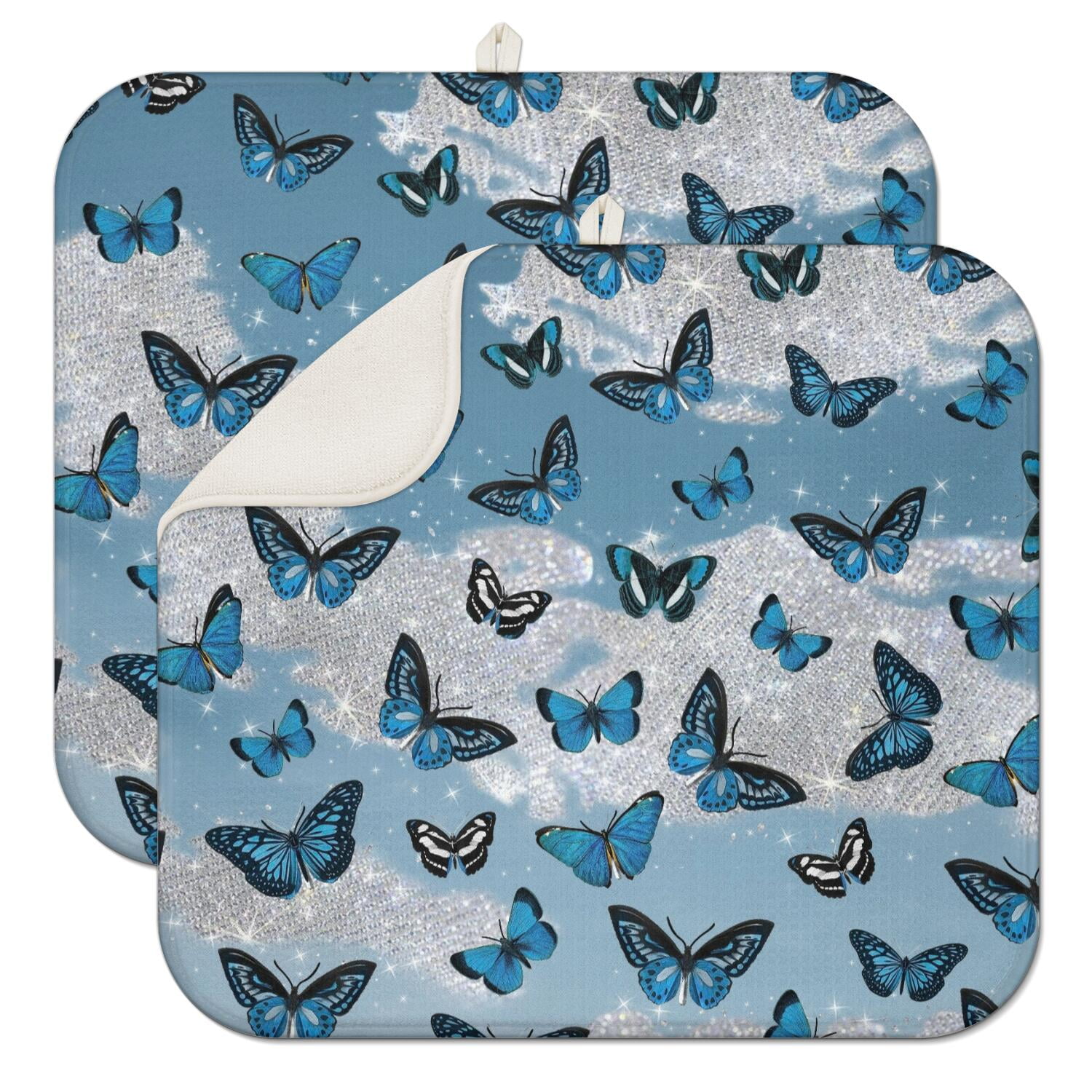 2pcs Animal Print Butterfly Drying Mat Super Absorbent Microfiber Pad ...