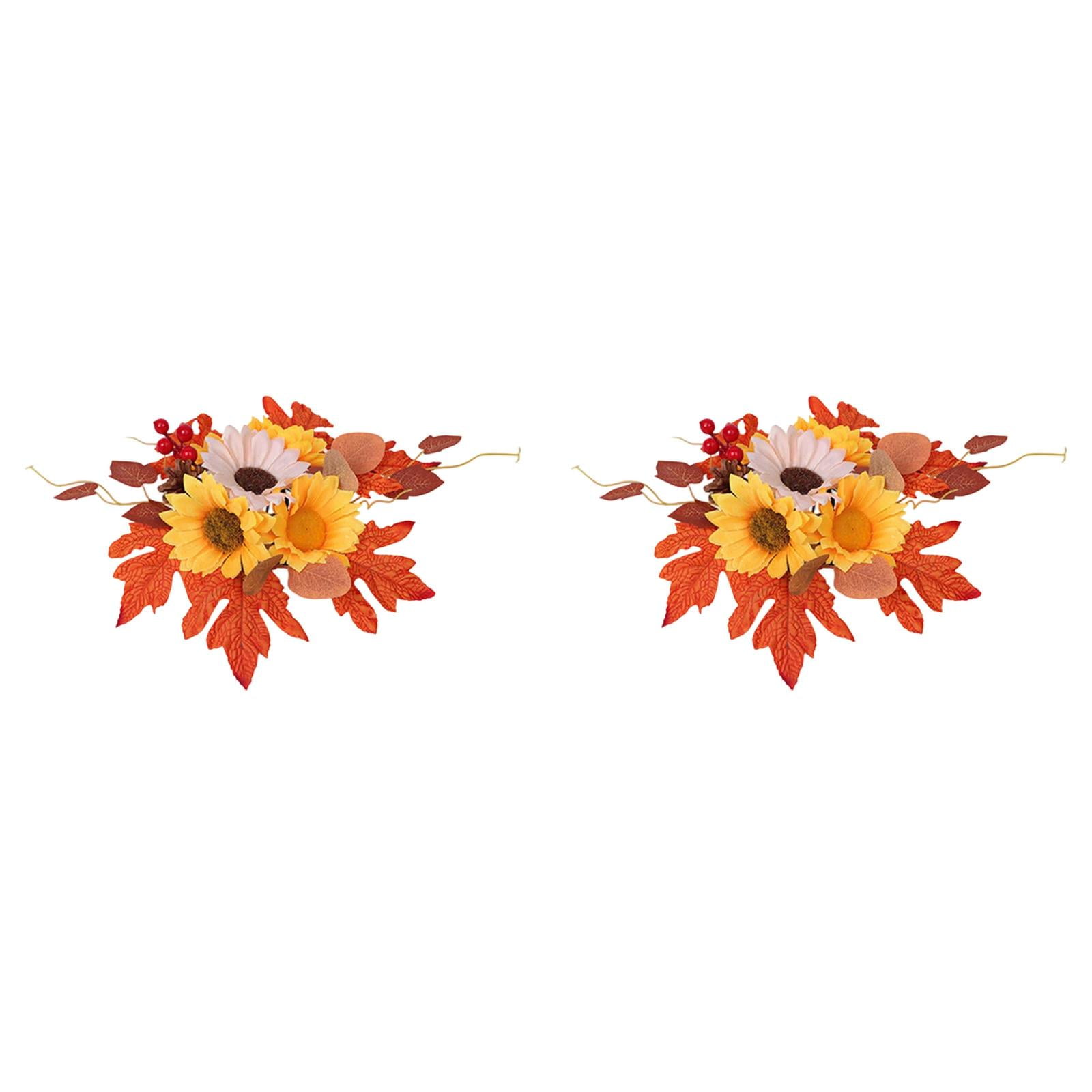 2pcs Artificial Fall Flowers Centerpiece - Sunflower, Maple Leaf and ...