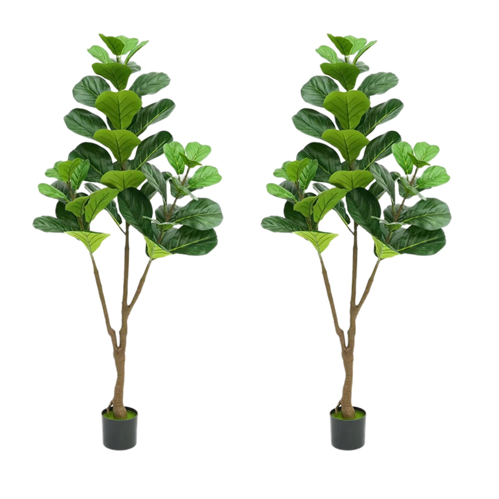 2pcs Artificial Fiddle Leaf Fig Tree, 5ft/6ft Tall Decorative Faux ...