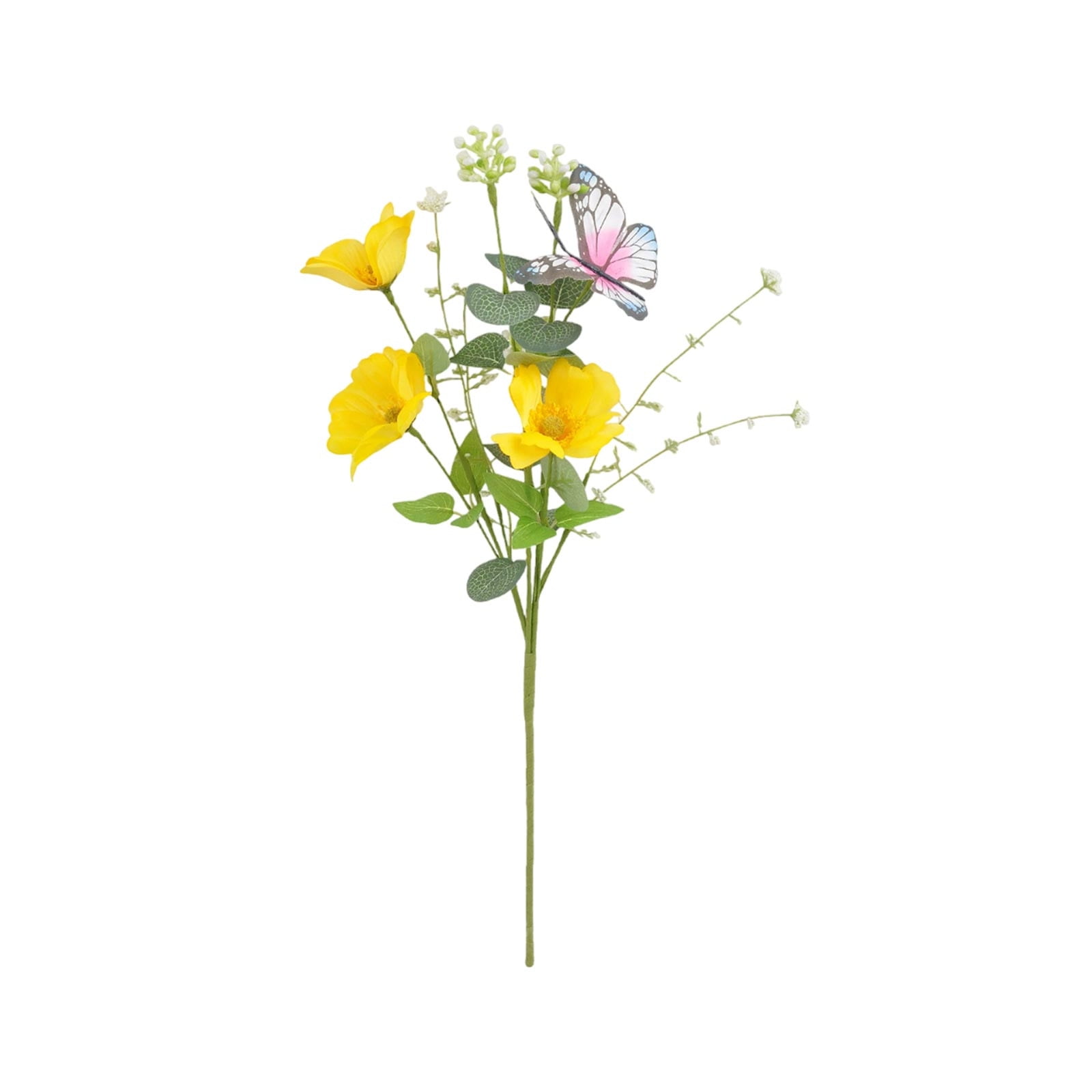 2pcs Artificial Flower Bouquet Simulation Faux Flowers and Butterfly ...