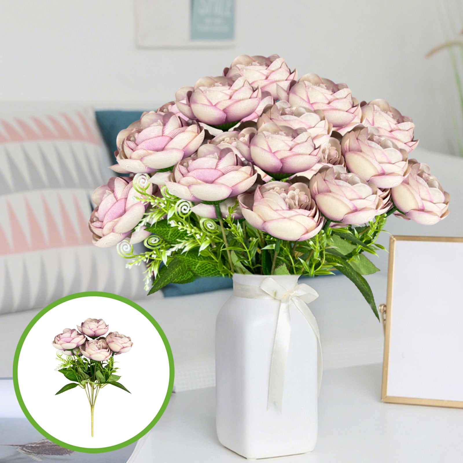2pcs Artificial Flowers, Small Silk Flowers for Home Decor Indoor Fake ...