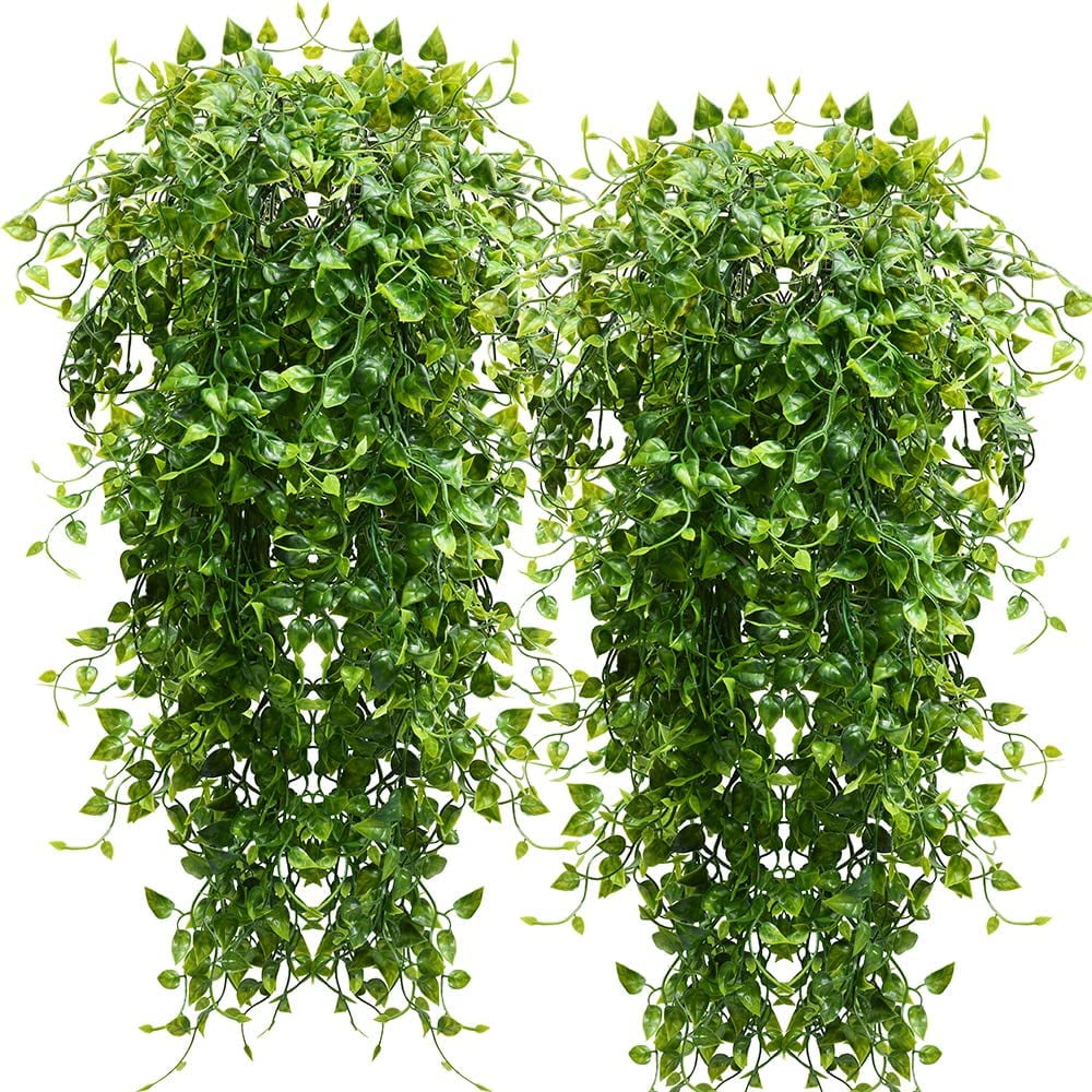 2pcs Artificial Hanging Plants 32-in Fake Hanging Plant Fake Ivy Vine ...