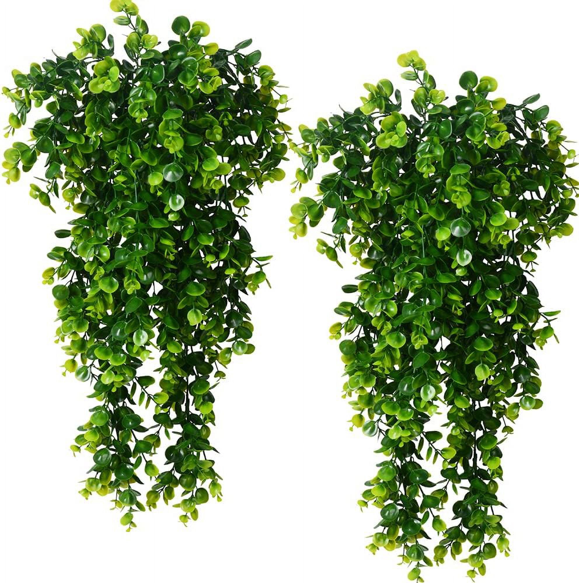2pcs Artificial Hanging Plants Fake Hanging Plant Faux Eucalyptus Leaf ...