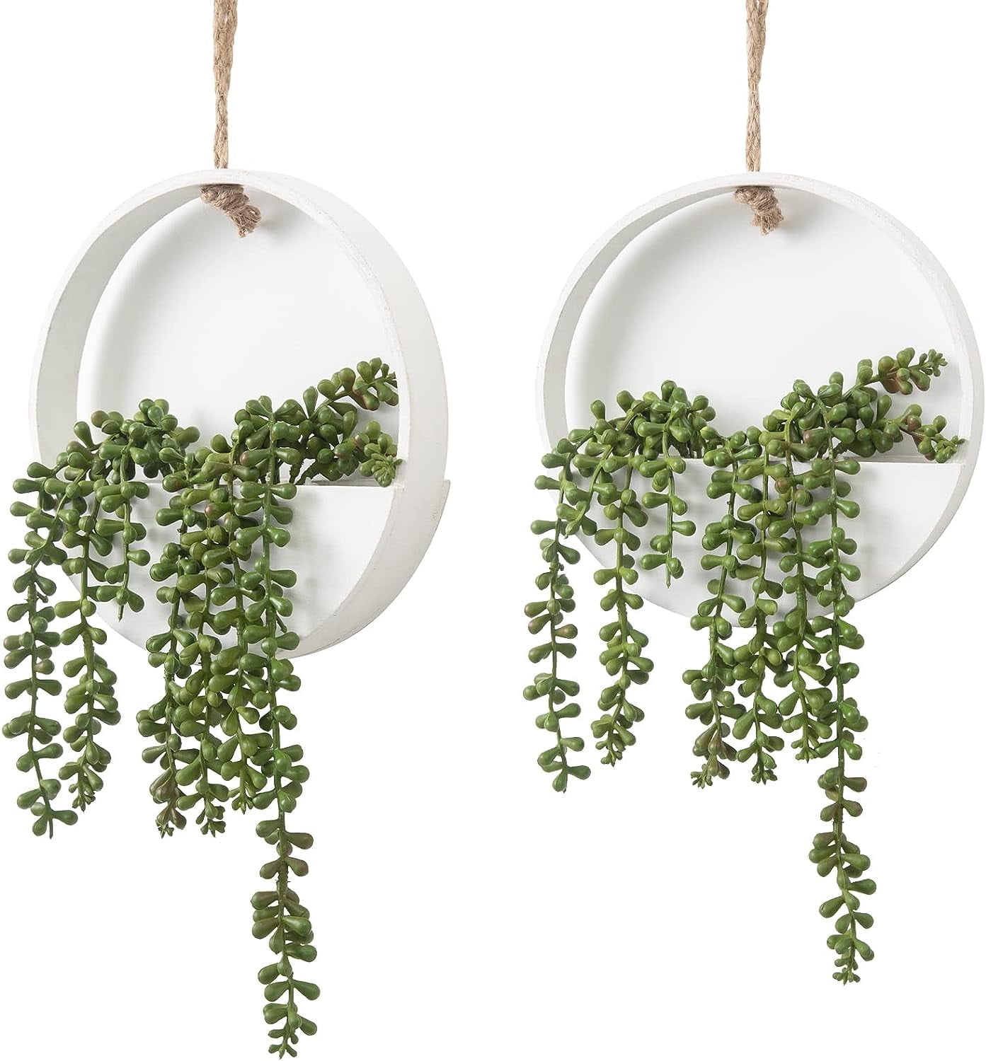 2pcs Artificial Hanging Succulent Plants, Fake String of Pearls in Pot ...