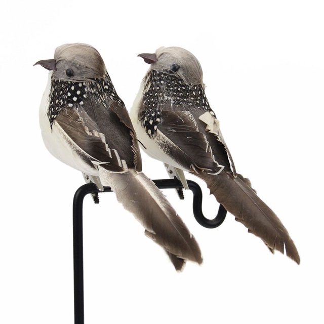 2pcs Artificial Simulation Foam Bird Clip Feathered Sparrow Bird ...