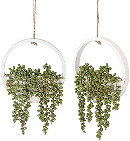 2pcs Artificial Succulents Hanging Plants 12.2'' Fake String of Pearls ...