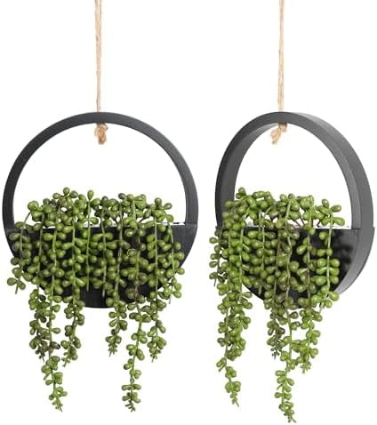 2pcs Artificial Succulents Hanging Plants 20.1'' Fake String of Pearls ...