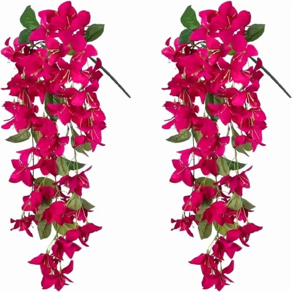 2pcs Artificial Wisteria Fake Flower Plants - UV Resistant Hanging Silk ...