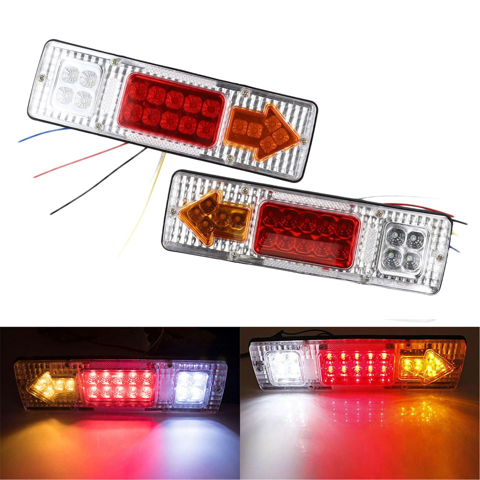 2pcs Auto 12V LED Tail Lights Truck Trailer Stop Rear Reverse Turn Indicator Lamp Waterproof No ...