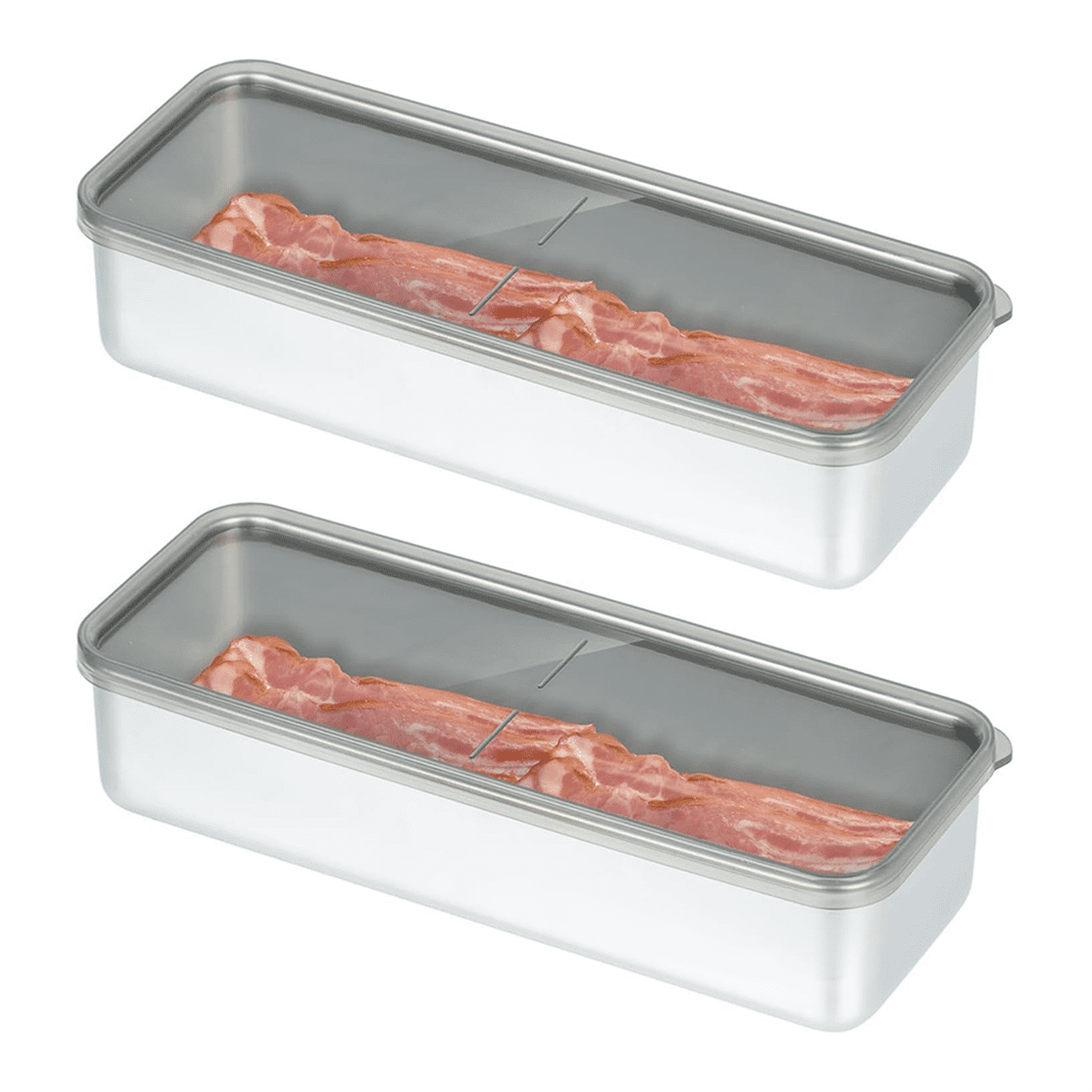 2pcs Bacon Container for Refrigerator, Stainless Steel Airtight Meat ...