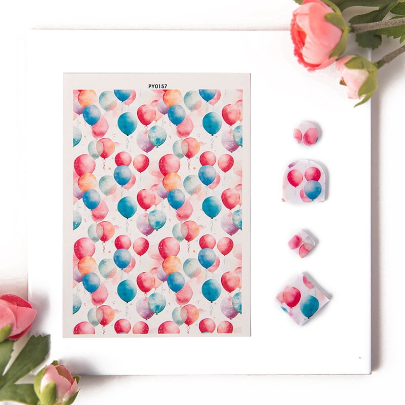 2pcs Balloon Polymer Clay Earrings Water Transfer Paper Clay Decoration ...