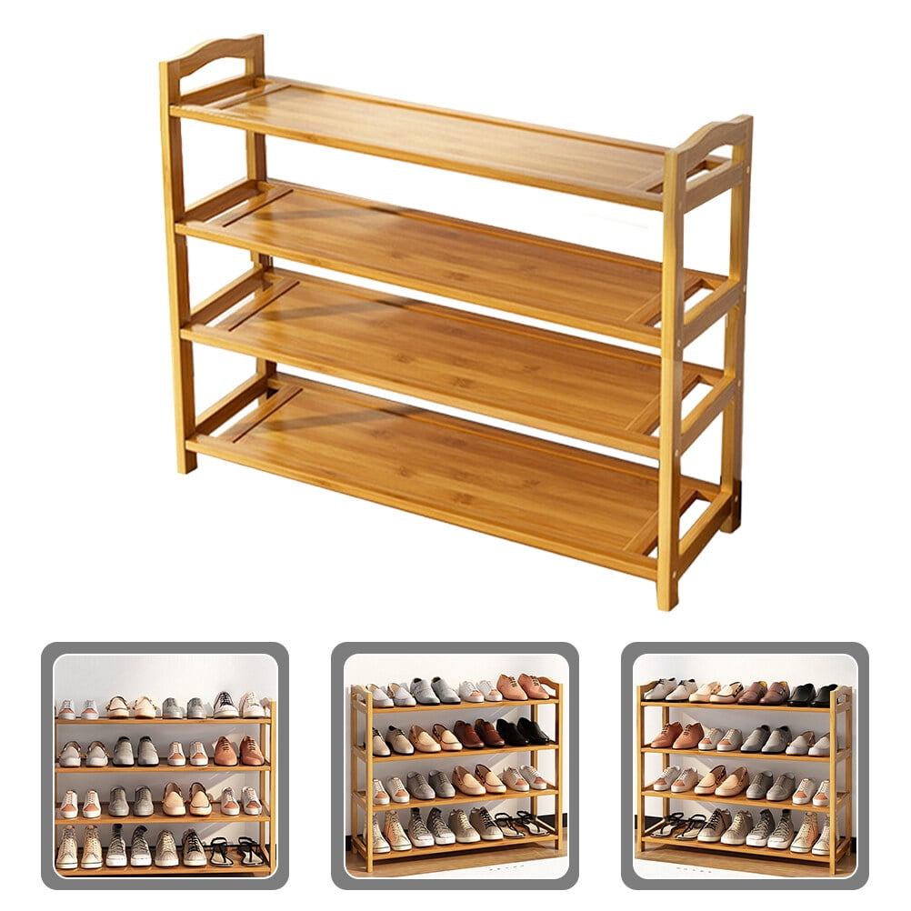 2pcs Bamboo Shoe Rack 4-Tier Shoe Storage Organizer Entryway Shoe Shelf ...