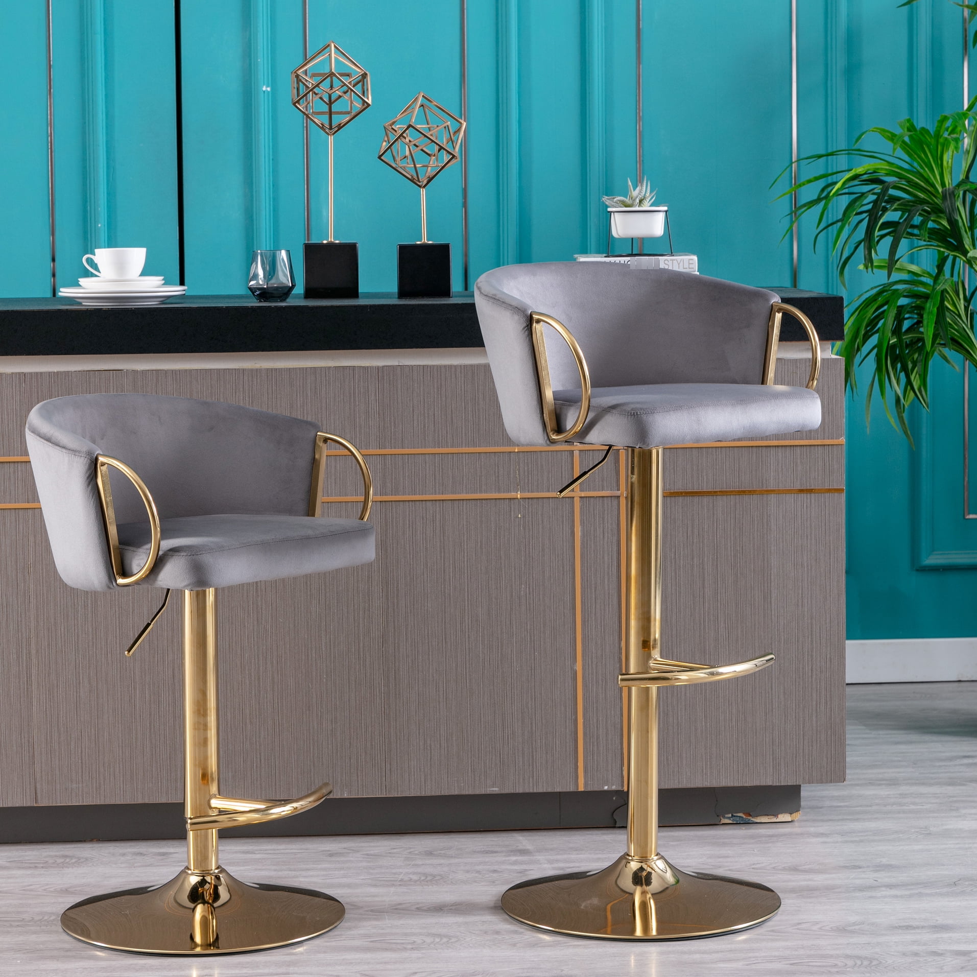 2pcs Bar Stool Collection, Footrest With Base, Height Adjustable Swivel ...